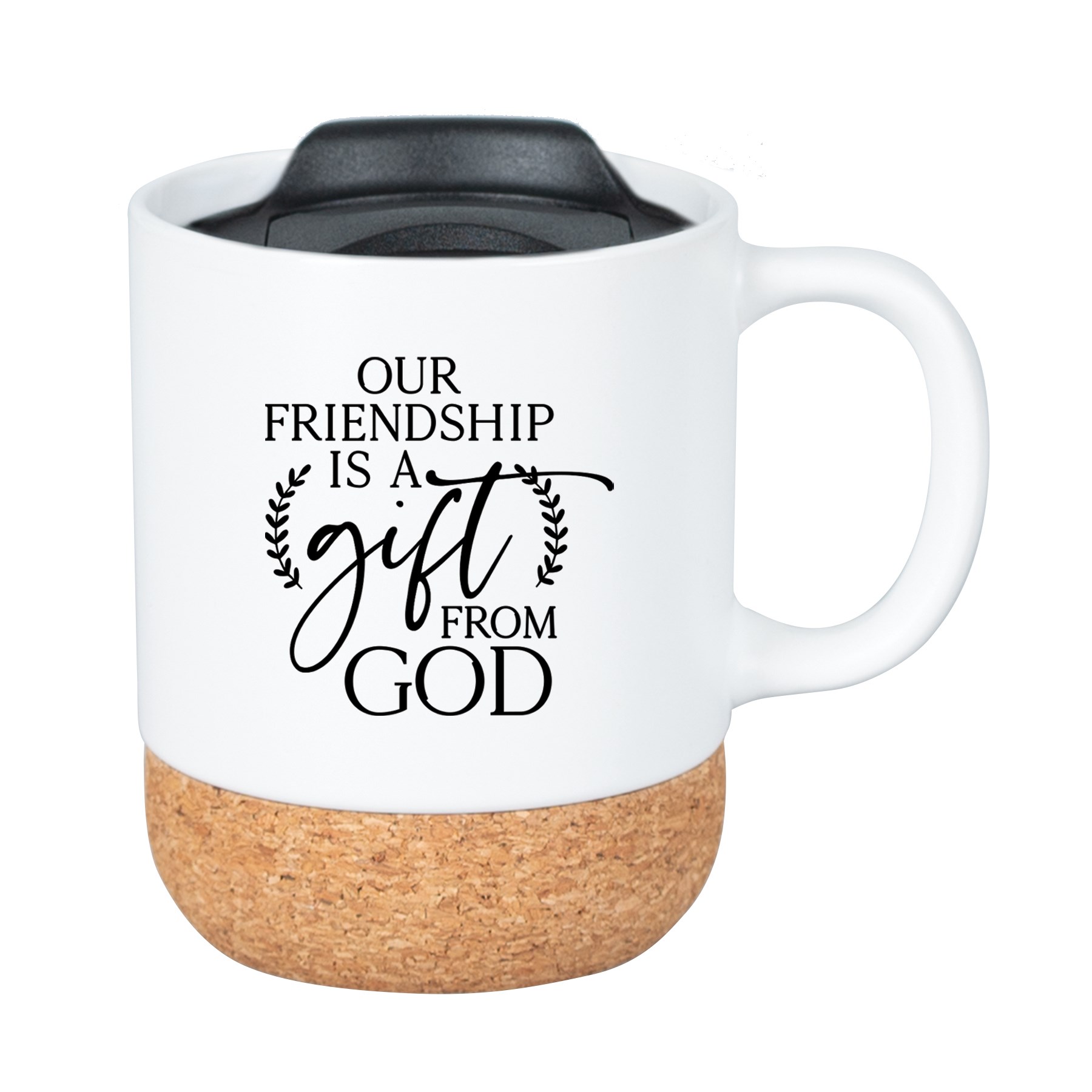 DEXSA Our Friendship Designer Cork Bottom Mug with Lid - 14 oz ...