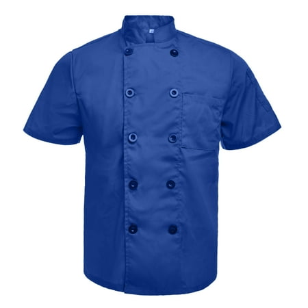 TopTie Unisex Short Sleeve Chef Coat Jacket, Royal Blue - Walmart.com