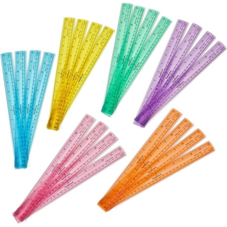 hand2mind Safe-T Ruler for Kids Math, Rainbow Rulers, Flat 12 in ...