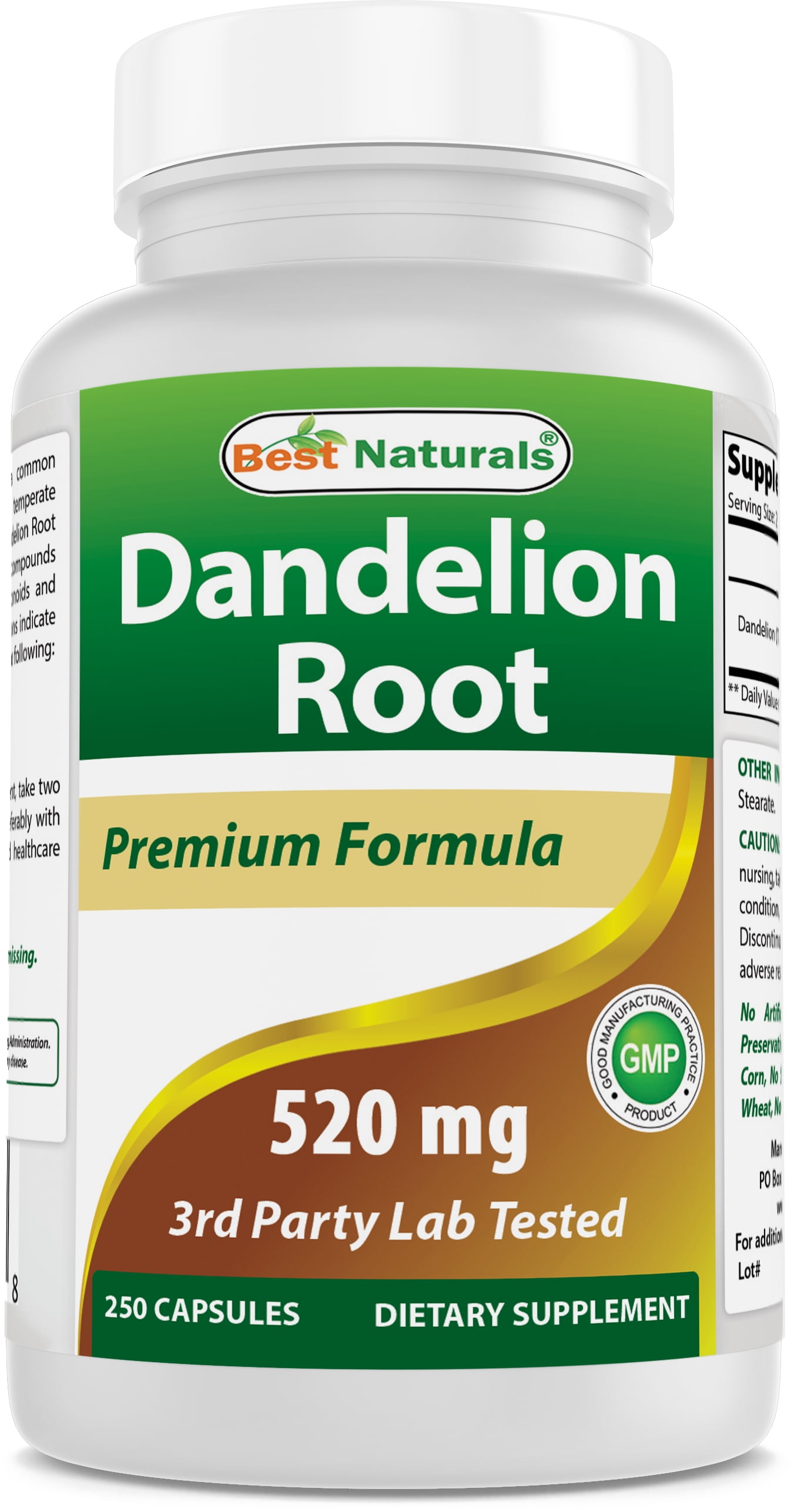 Best Naturals Dandelion Root 520 mg 250 Capsules - Walmart.com