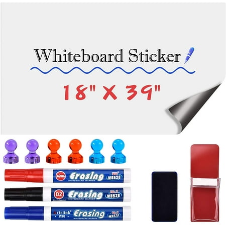 White Board Sticker, 18"x 39"Self Adhesive Whiteboard Sticker for Wall ...