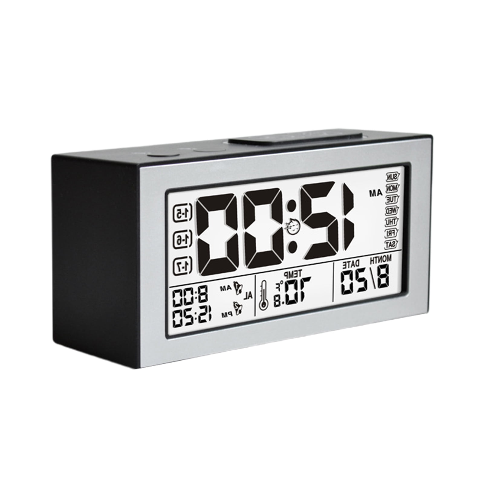 Farfi Household Large Screen Silent Temperature Date Display Alarm ...