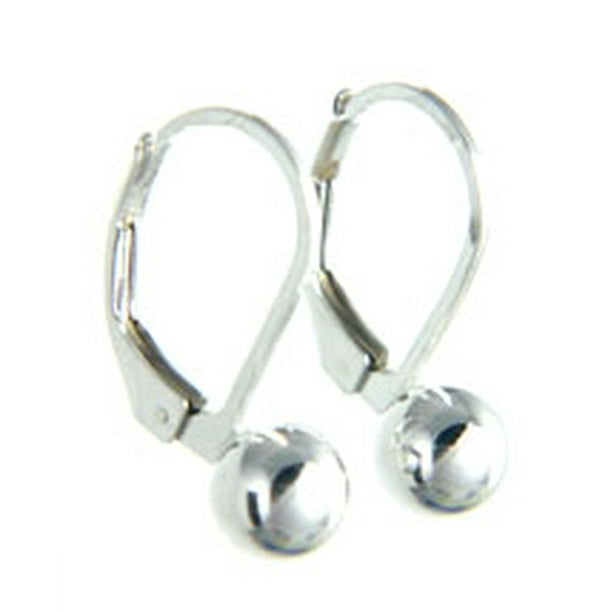 Charm Country - Sterling Silver 6mm Leverback Ball Earrings - Walmart ...