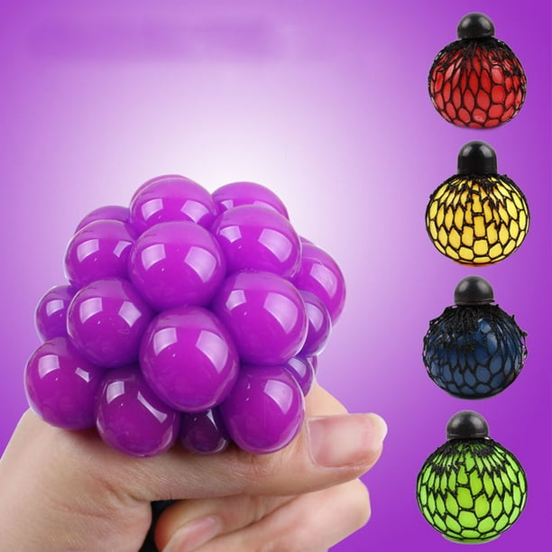 (12 Pack) Light Up Mesh Balls LED Squishy Grape Squeeze Sensory Fruity ...