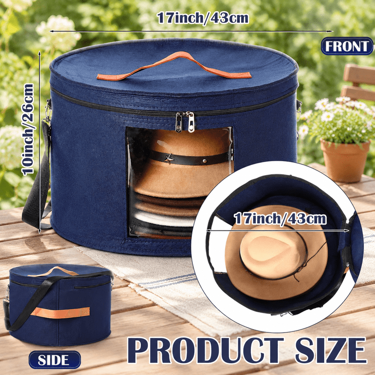 4 Pack Large Round Foldable Hat Box, B0CX8CXZMK, Felt Storage Organizer ...