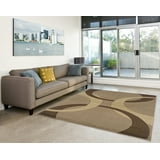 Corfu Spheres Tan Area Rug 5x7.7 100% Heat Set Frieze Yarn Contemporary ...