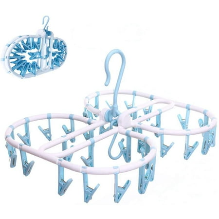 Foldable Hangers with 32 Clips, Foldable Clothes Rack, Travel Clothes ...