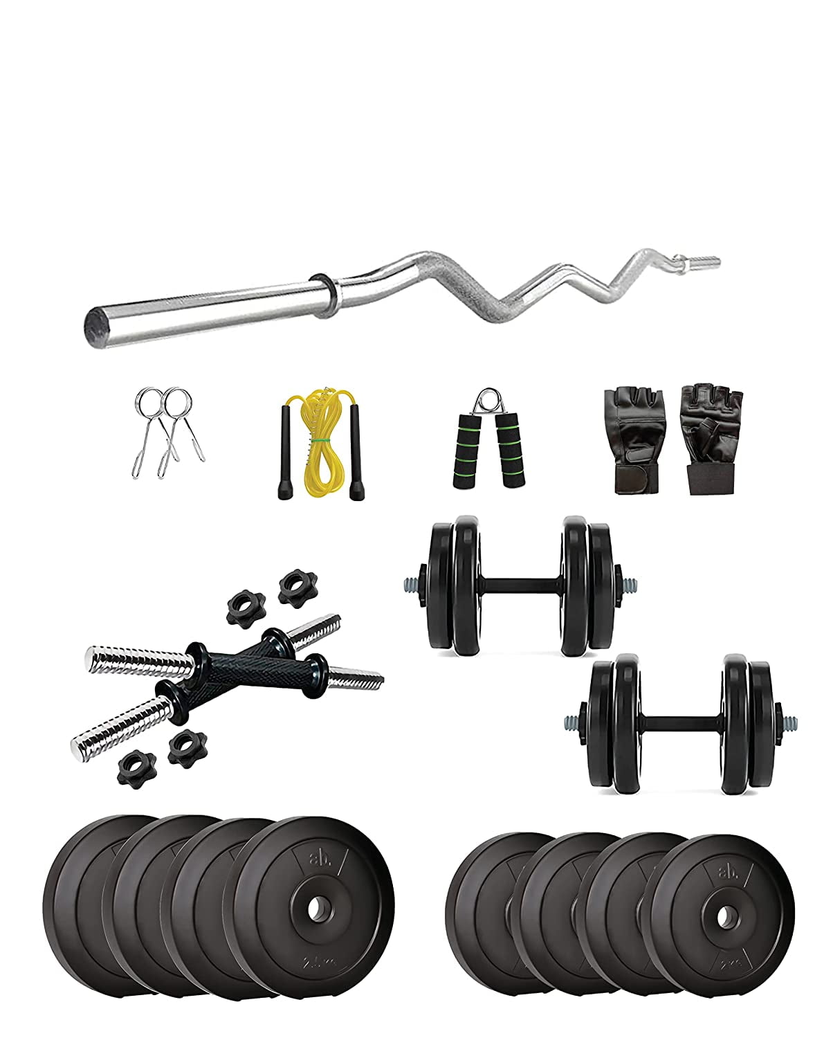 anythingbasic. PVC 18 Kg Home Gym Set with One 3 Feet Curl and One Pair ...