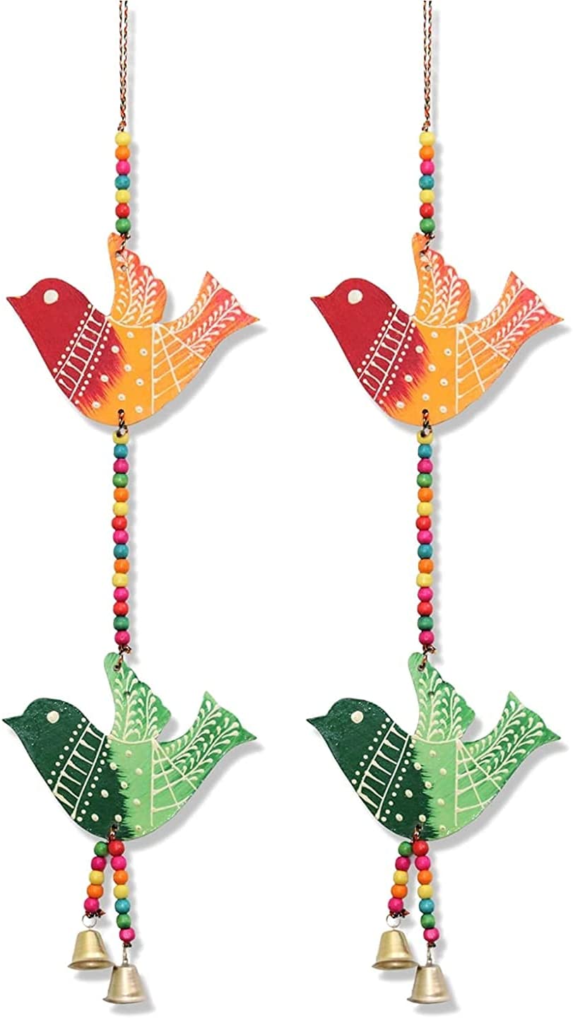 Set of 2 Indian Traditional Door Hanging 2 Fabric Flying Birds String ...