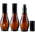 3 count Empty Refillable Glass Bottle Jars with Black Cap Vials Sample ...