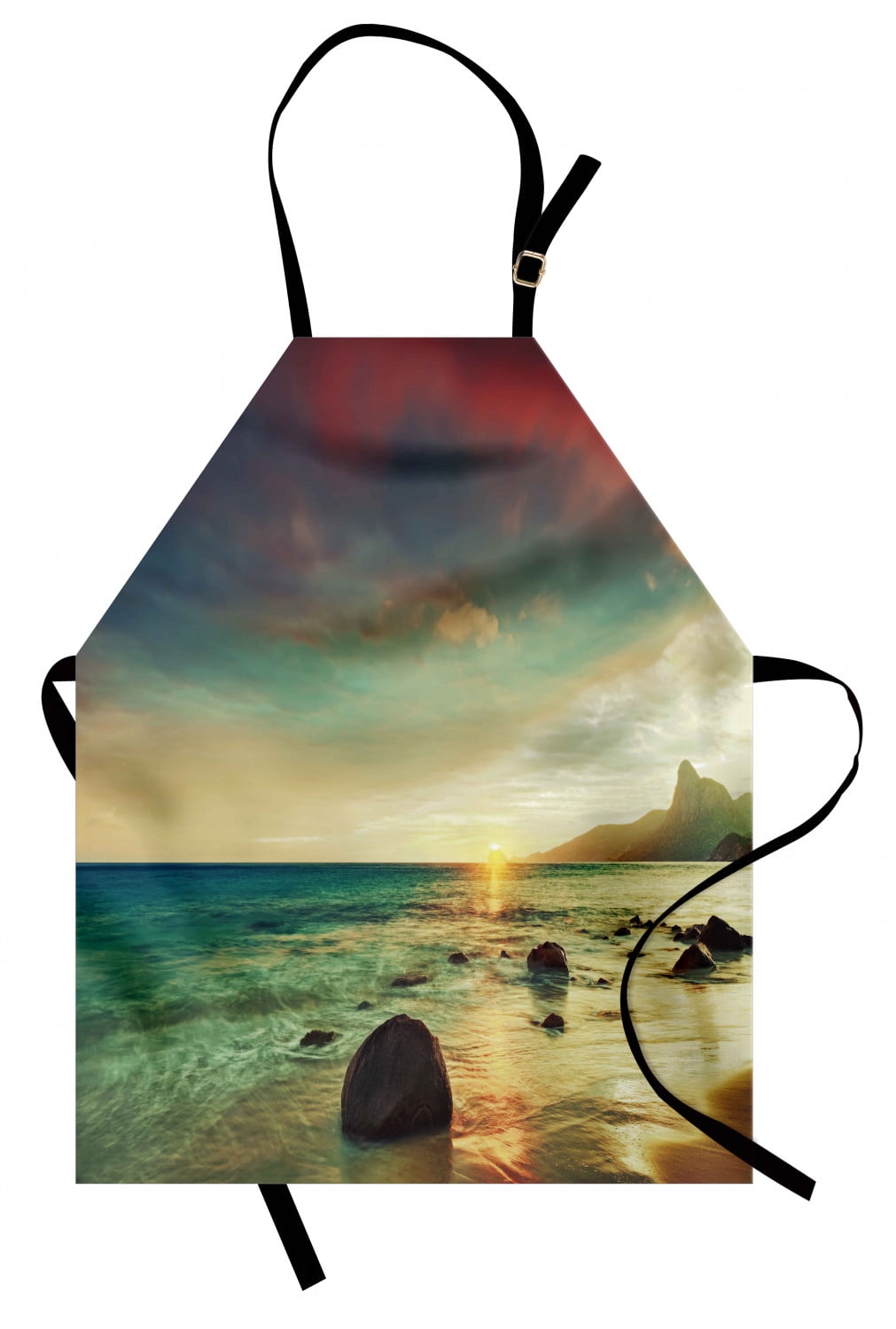 Beach Apron Sunrise over the Sea Tropical Water Golden Beach with Rock ...