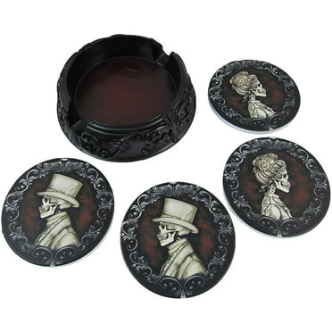 Skull Coaster Set (6 Coasters) Collectible Skeleton Gothic Decoration ...