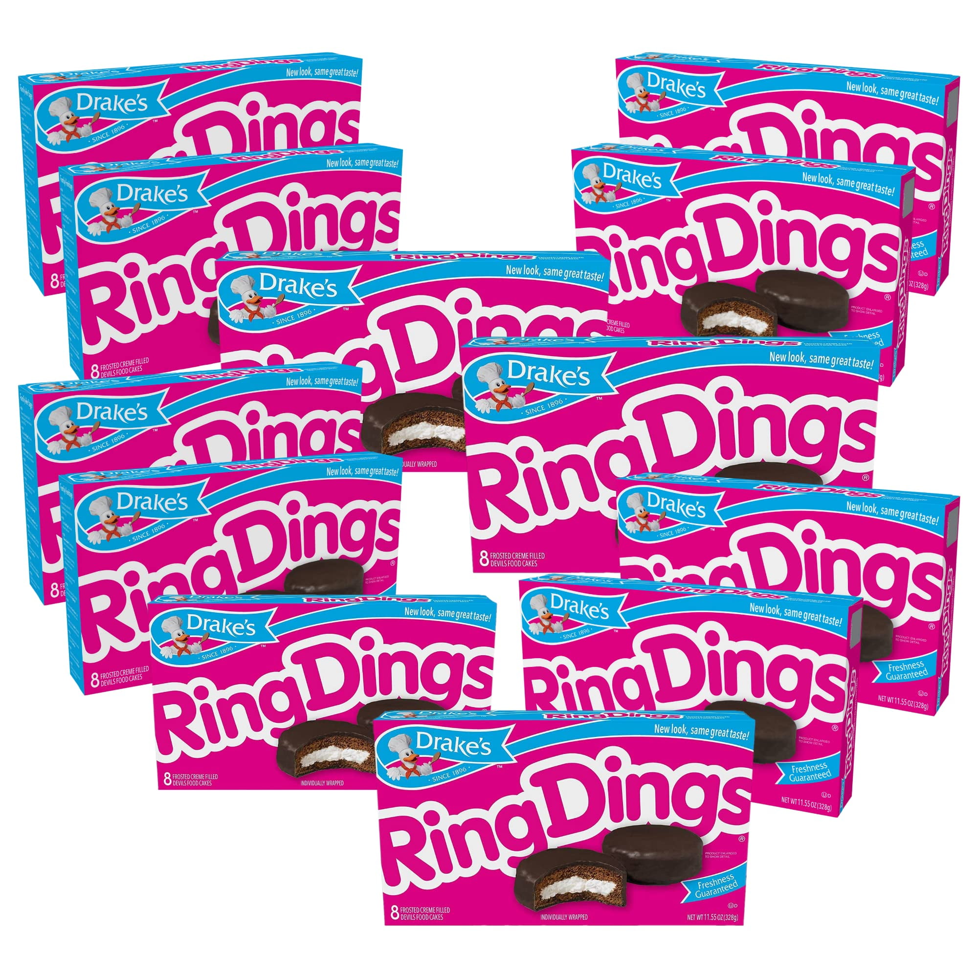 Drake's Ring Dings, 8 count per box, 11.55 oz of Frosted Creme Filled ...
