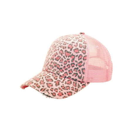 Low Profile Canvas Leopard Print Mesh Trucker Cap, Pink | Walmart Canada