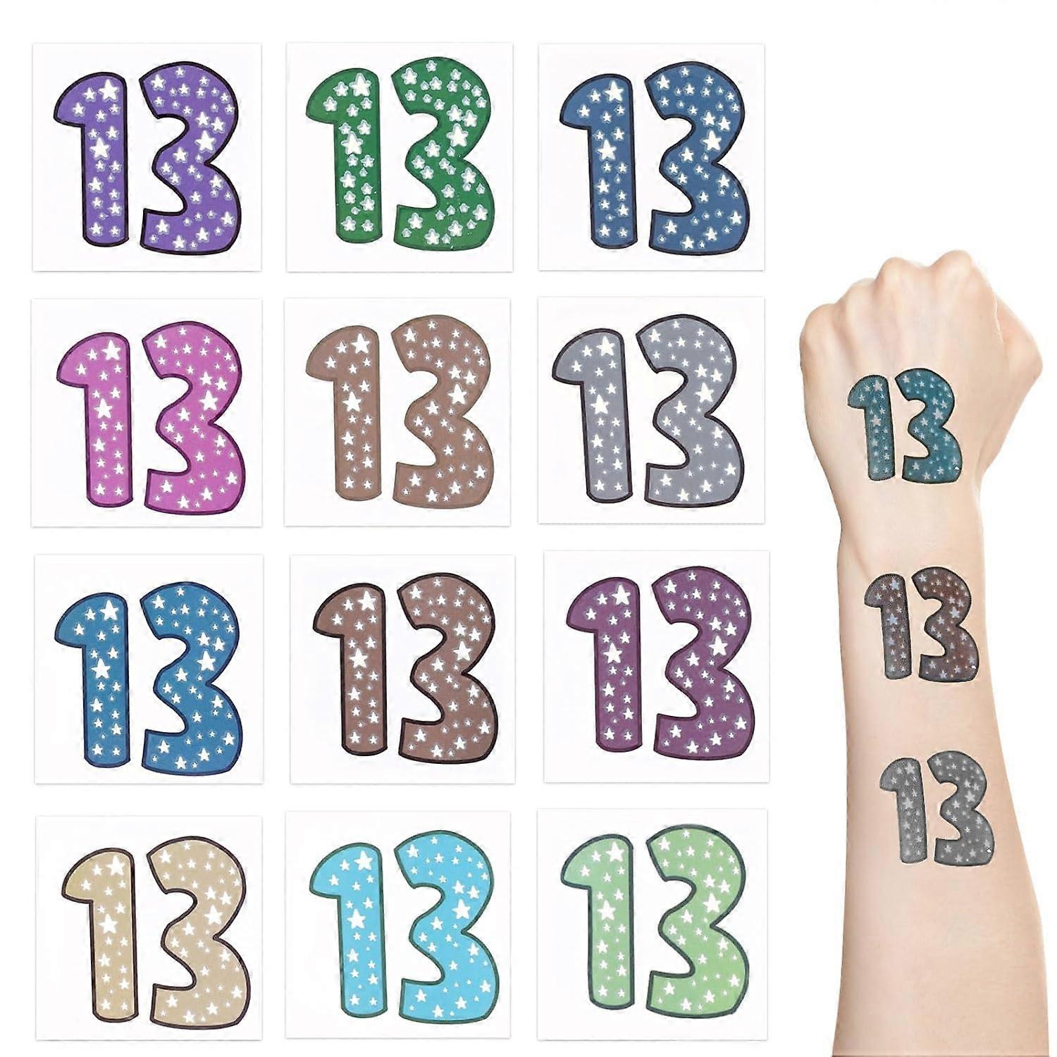 24pcs Temporary Tattoos Stickers, Number 13 Hand Tattoo 13 Tattoos ...