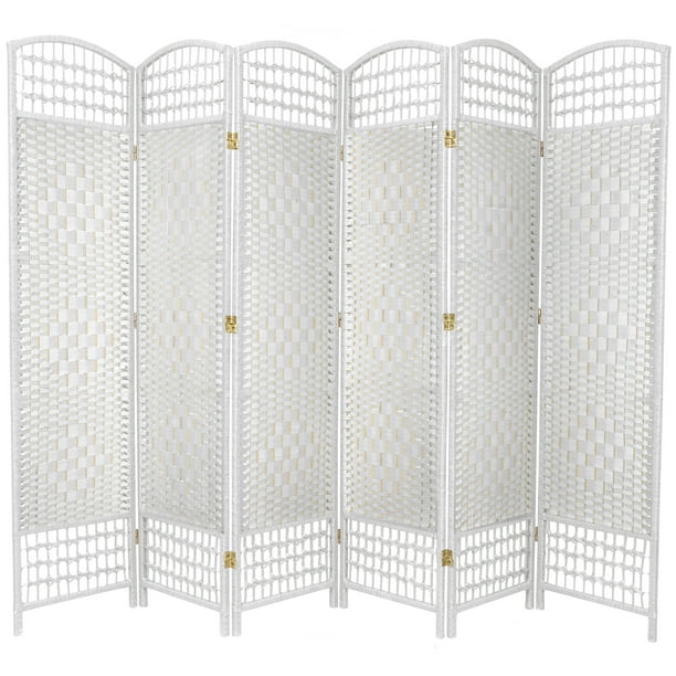 Oriental Furniture 5 1/2 ft. Tall Fiber Weave Room Divider, White, 6 ...