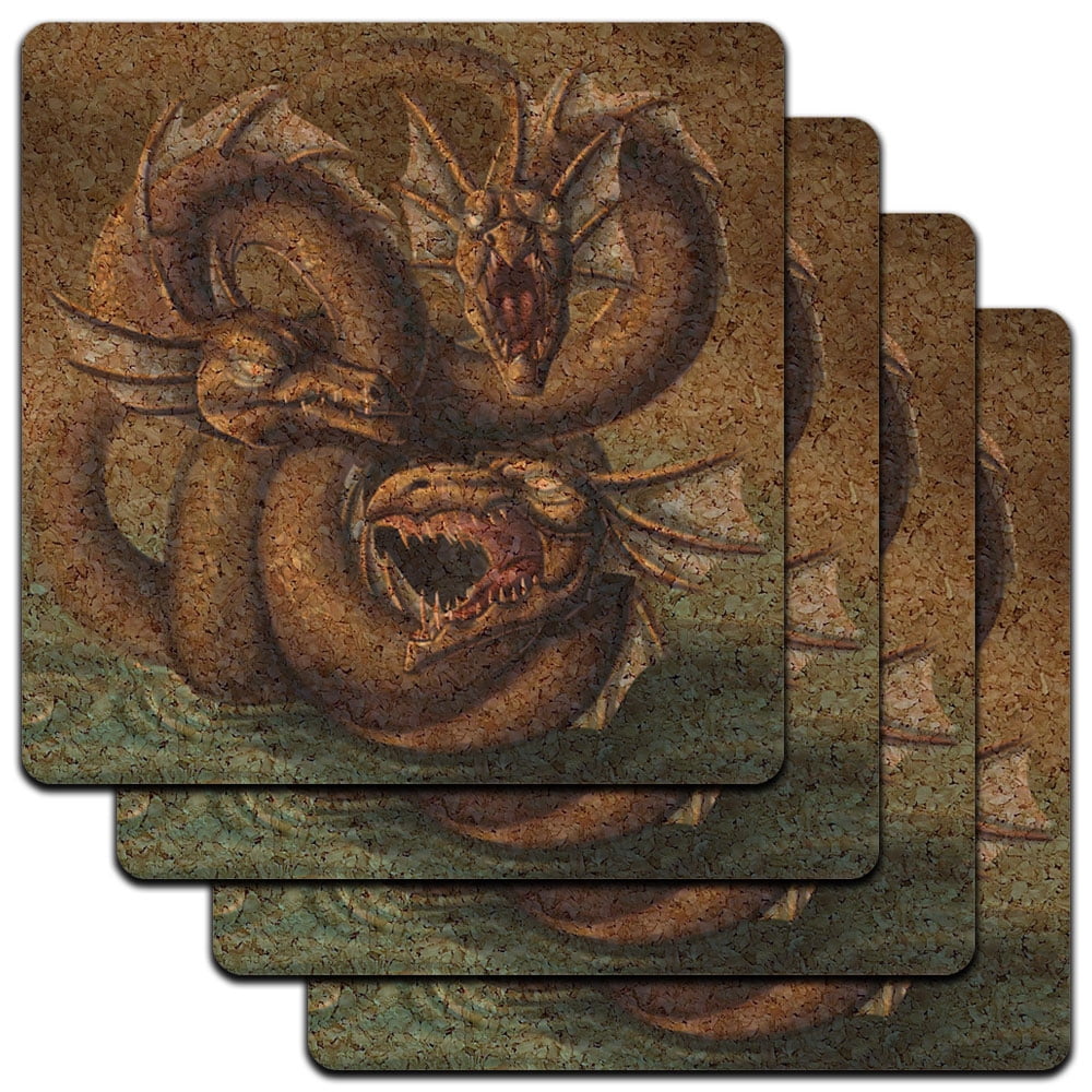 Hydra in Water Sea Monster Dragon Serpent Fantasy Low Profile Cork ...
