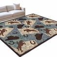 Country Western Theme Washable Area Rug 3 x 5 ft Brown Cowboy Hat Blue ...
