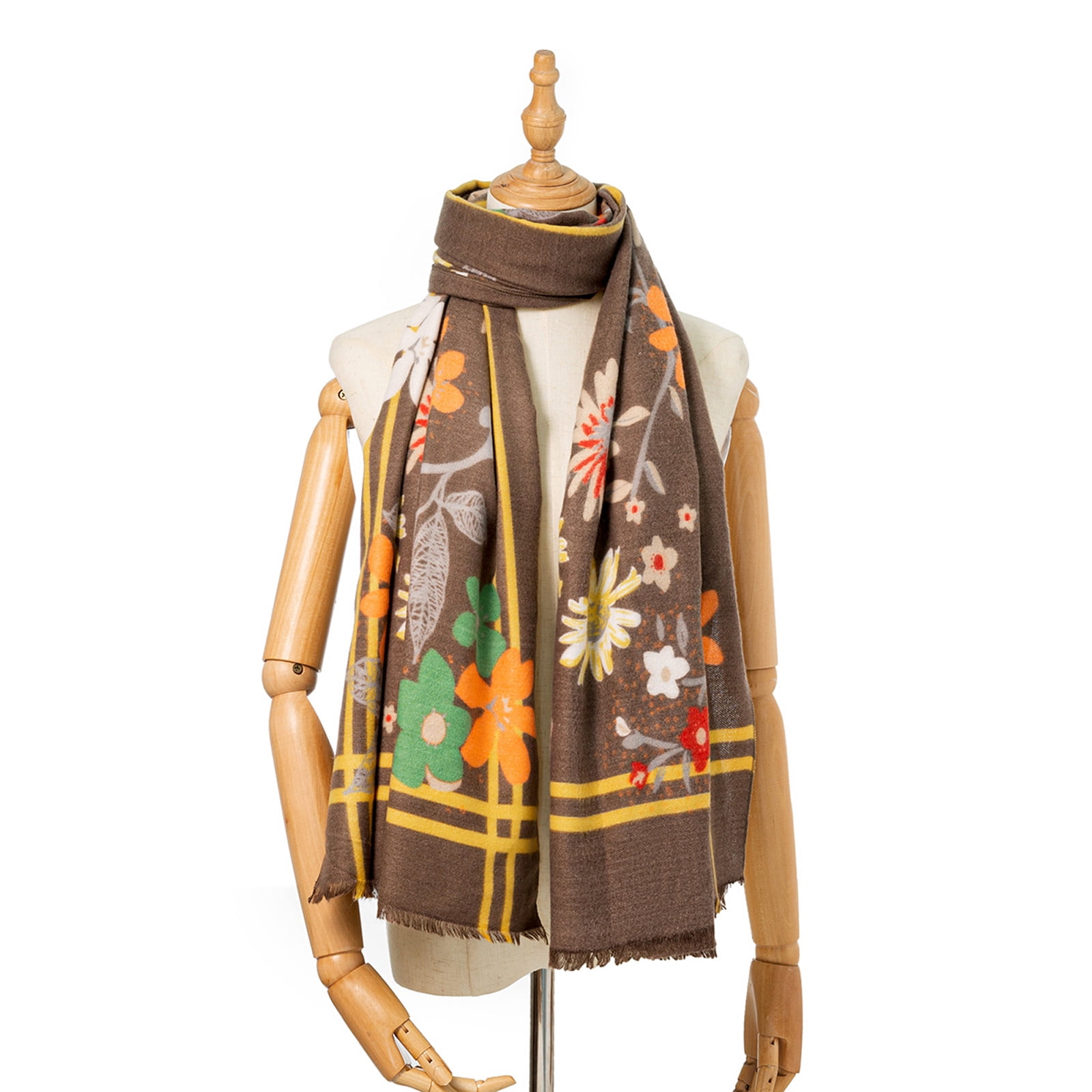 Lilgiuy Women Floral Scarf Female Multi-Purpose Shawl Scarf Fall ...