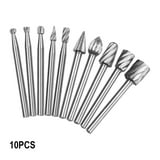 10Pcs 1/8 Hss Router Drill Bits Set Rotary Burrs Tool Wood Metal ...