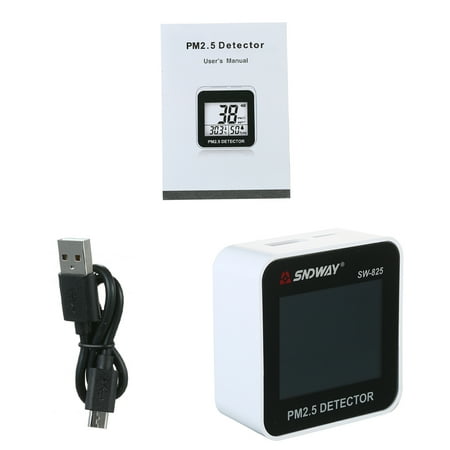 SNDWAY SW-825 HD LED Digital Display Air Quality Analyzer Mini USB Rechargeable PM2.5 Detector ...