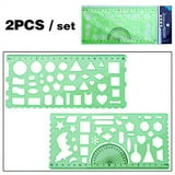 2pcs Plastic Drawing Templates Geometric Rulers Polygon Triangle Circle ...