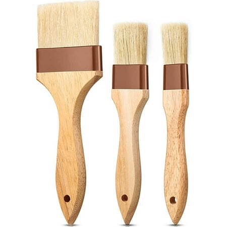 nipocaio 3 Pieces Wood Pastry Brush Natural Bristle Pastry Brush Grill ...