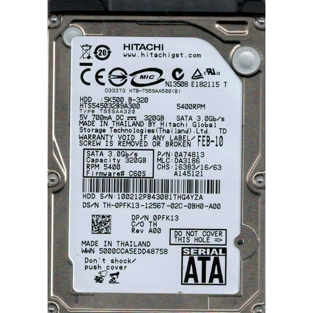 Hitachi HTS545032B9A300 P/N: 0A74813 MLC: DA3186 320GB - Walmart.com