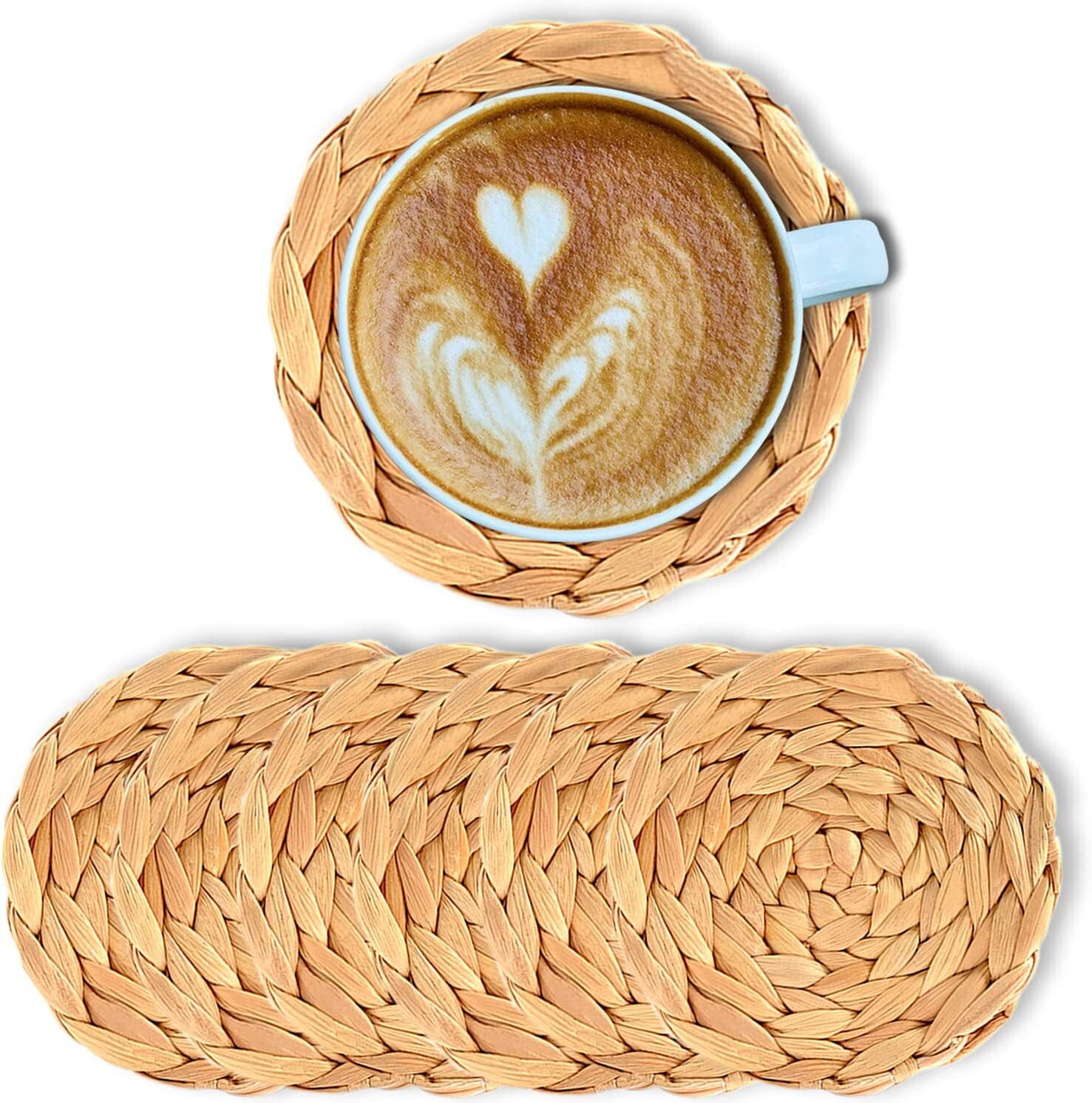 Water Hyacinth Coasters for Drinks Absorbent, Drink Coasters for Wooden ...