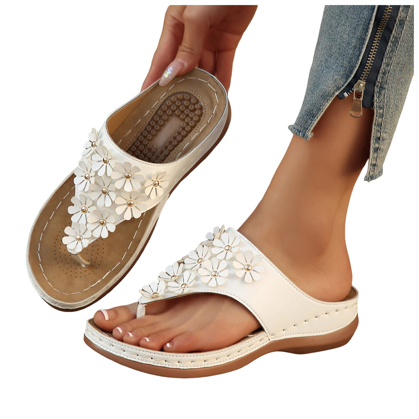 Dakaela Flower Sandals Women Summer Orthopedic Flip Flops with Arch ...