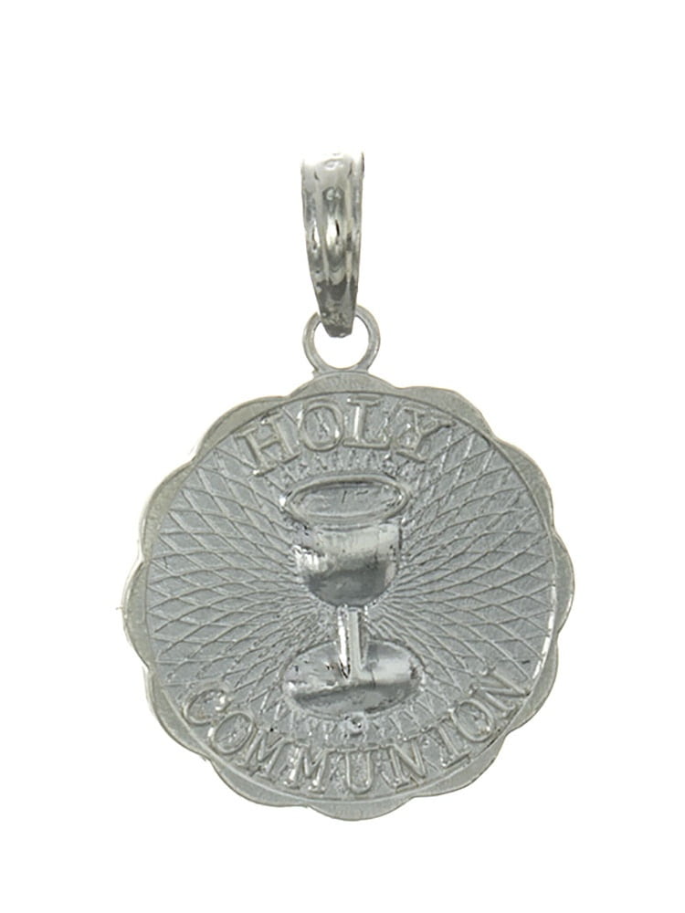 925 Sterling Silver Religious Charm Pendant, Holy Communion Disc ...