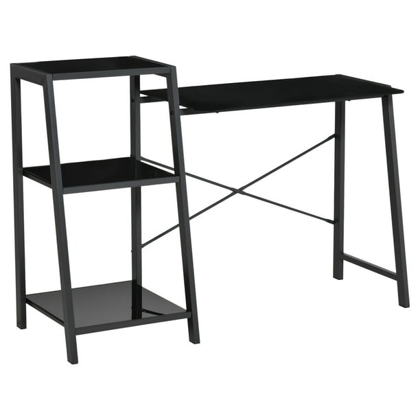 HOMCOM Computer Desk with Storage, Study Table with 3-Tier Shelves ...