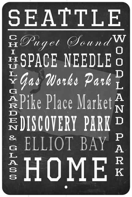 Seattle WA Landmarks Novelty Gift 8x12 Metal Sign 208120065018 ...