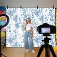 12x8ft Photo Backdrop, Navy Blue Flowers Soft Polyester Backdrop ...
