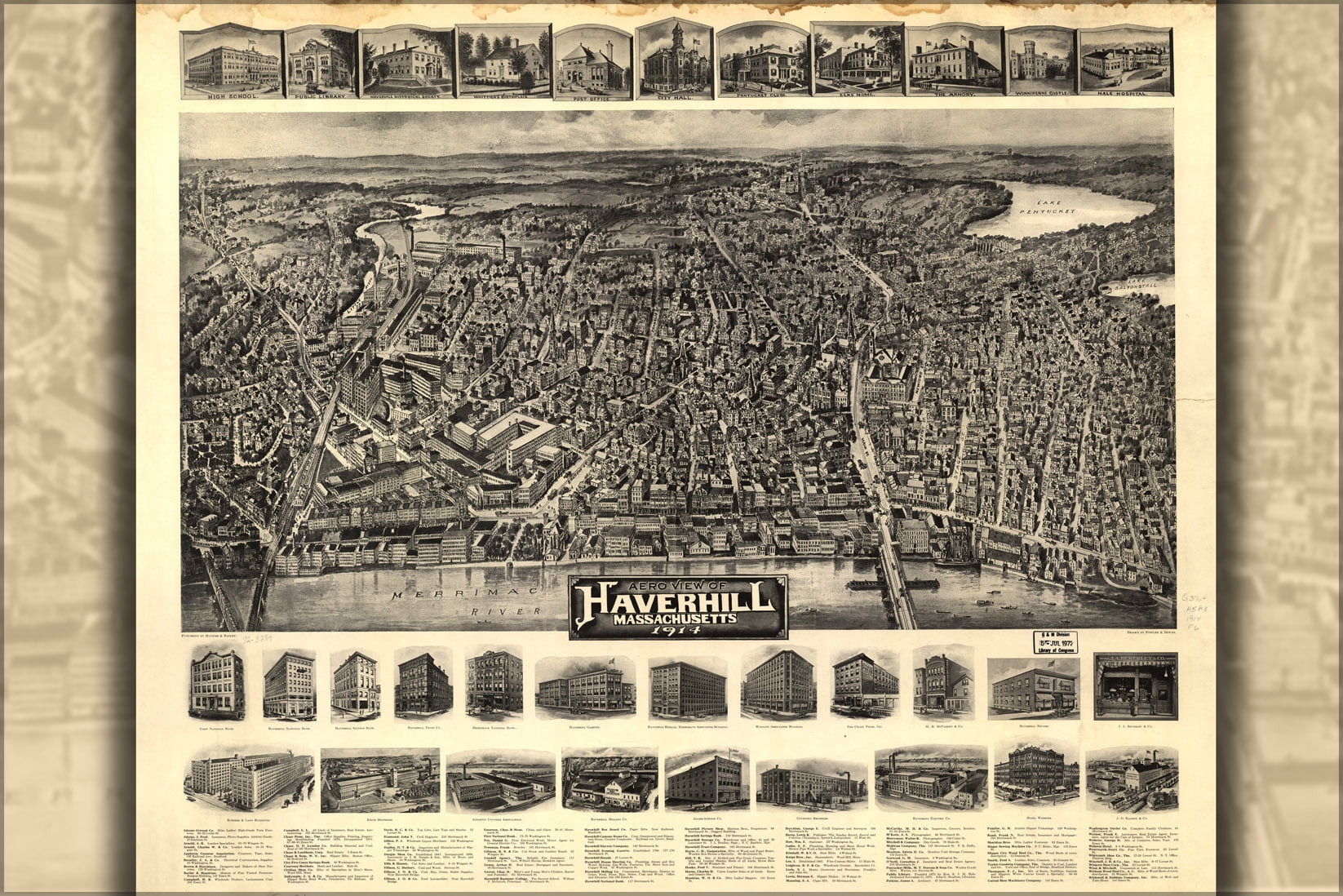 24"x36" Gallery Poster, map of Haverhill, Massachusetts 1914 - Walmart.com