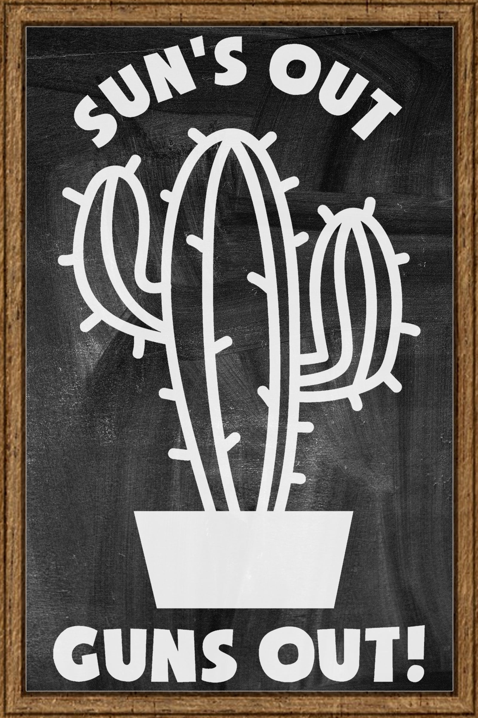 Sun's out guns out! cactus silhouette funny prickly strong Tin Sign ...
