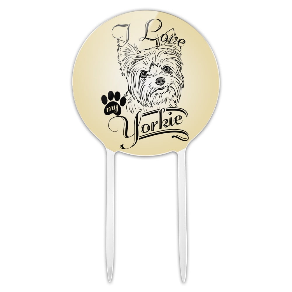 Acrylic I Love My Yorkie Yorkshire Terrier Cake Topper Party Decoration ...