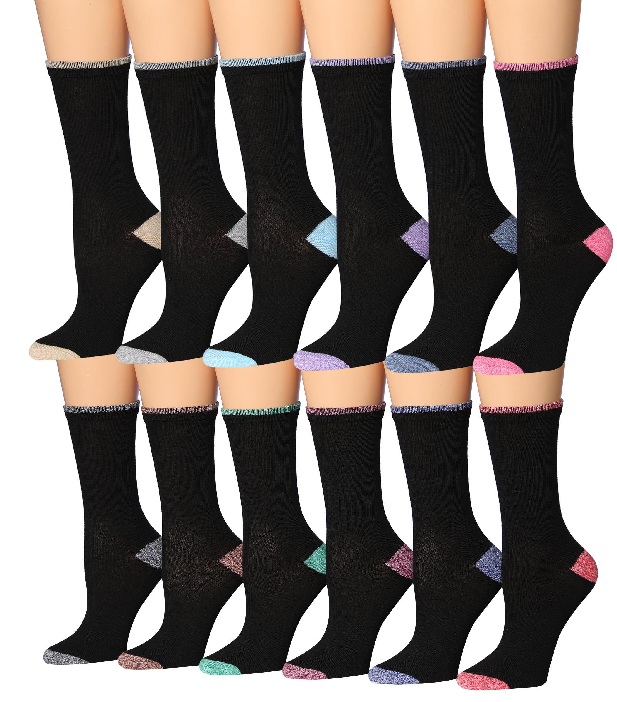 Colorfut Women's 12 Pairs Colorful Patterned Crew Socks WC94-AB ...