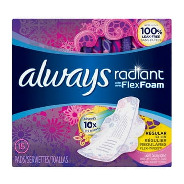 Always Radiant Pads, Size 1, Regular Absorbency, Scented (76 Count ...