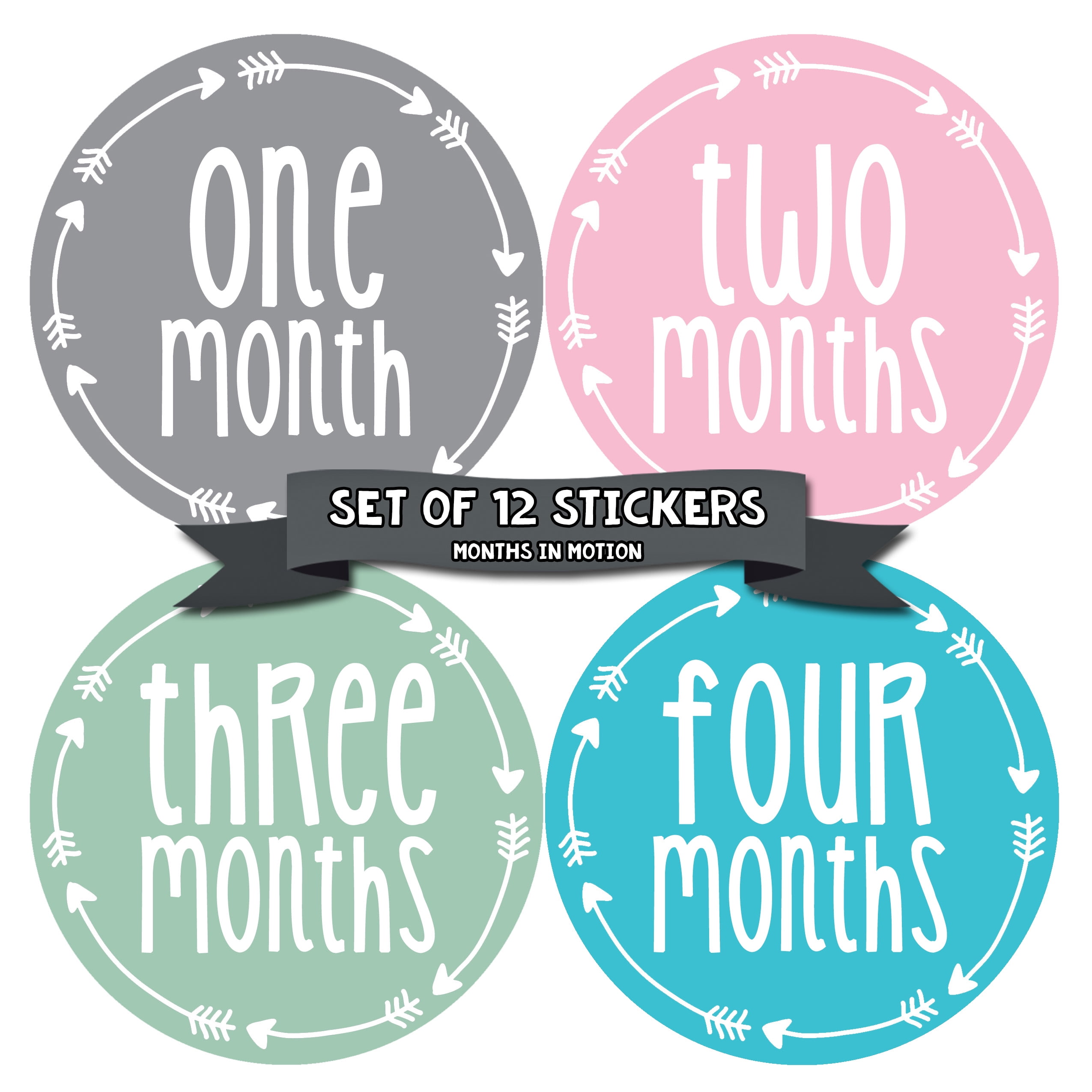 Months in Motion Baby Monthly Stickers - Baby Milestone Stickers ...