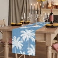 Blue Palm Trees Burlap Cotton Table Runner 13x120 Inches Long ...