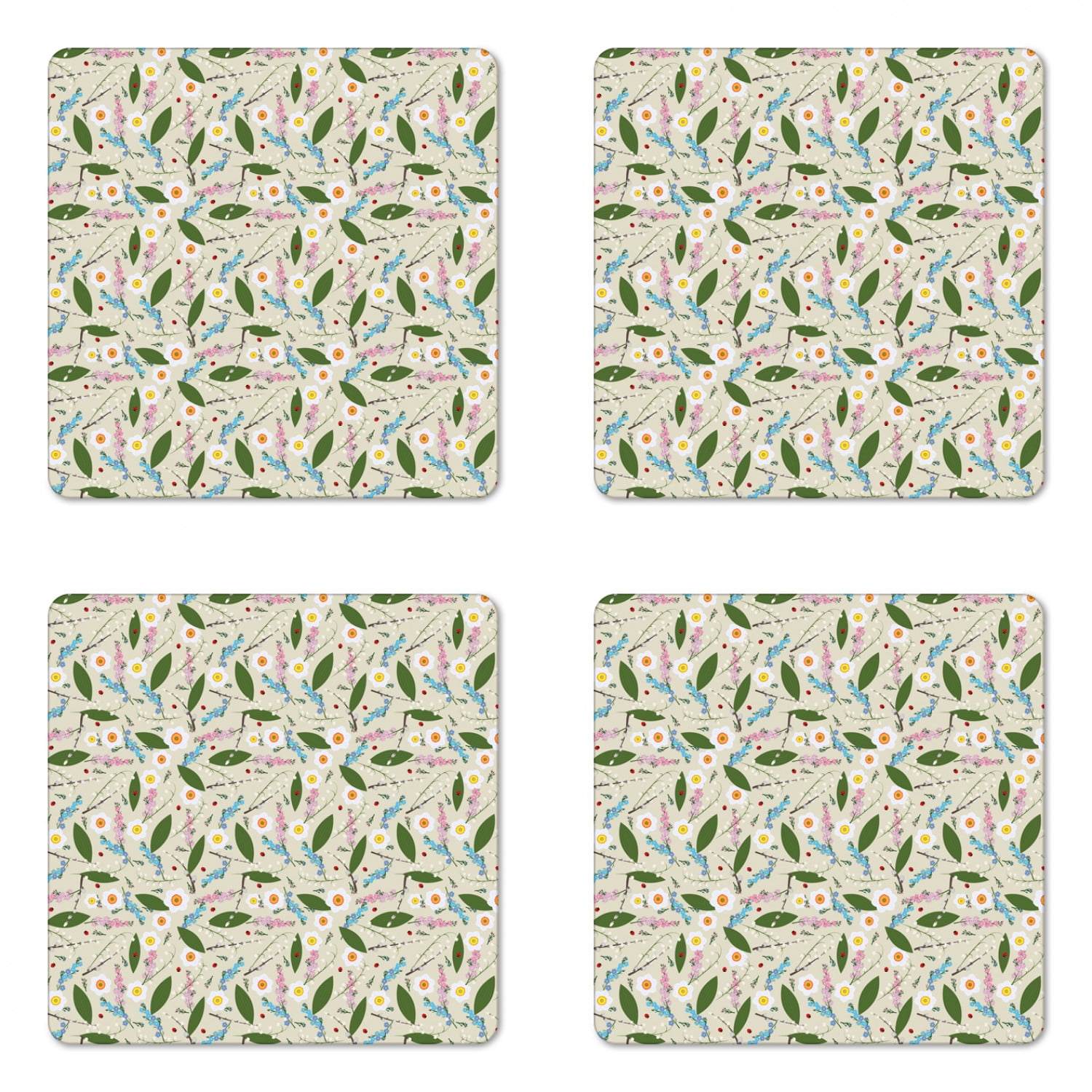Spring Coaster Set of 4, Romantic Floral Composition with Daffodils ...