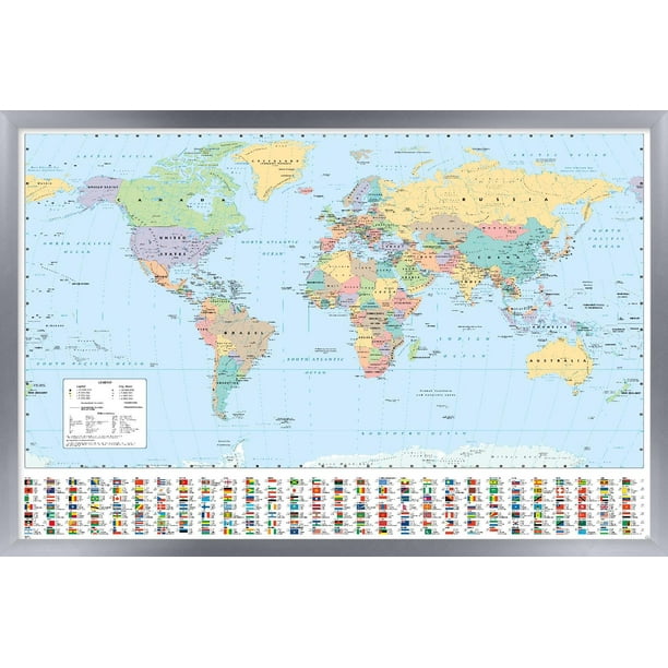 World Map 2023 Wall Poster, 22.375" x 34" Framed - Walmart.com