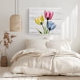 Blue Red Yellow Tulips Canvas Print Wall Art, Country Flowers Wood ...