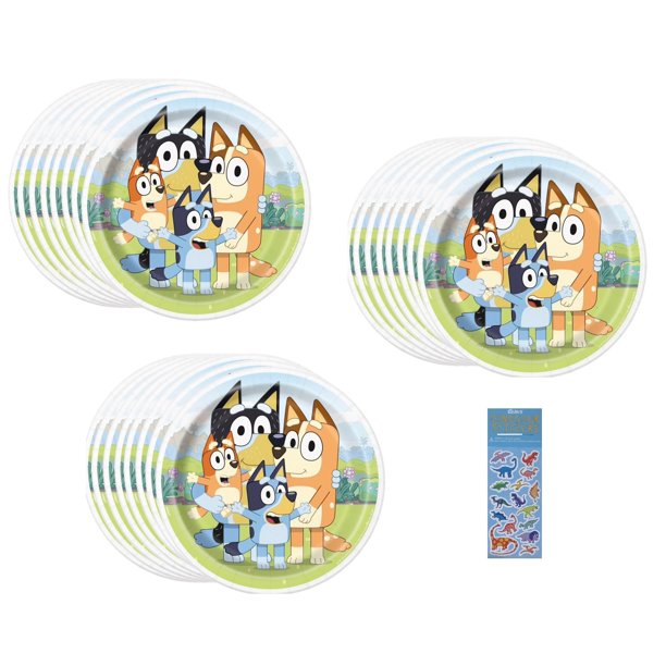 Bluey Birthday Party Supplies Bundle includes Lunch Paper Plates - 24 ...