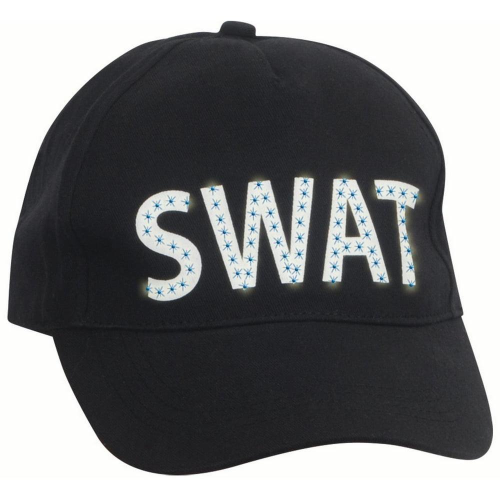 Loftus SWAT Team Police LED Light-Up Costume Baseball Hat, Black White ...