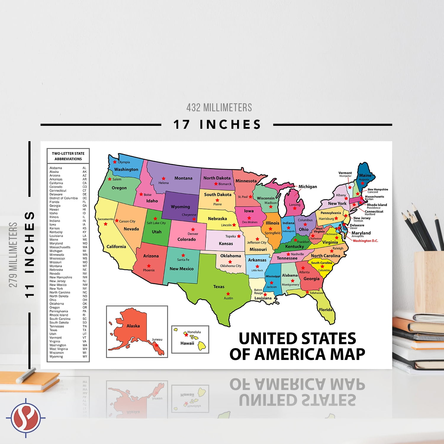 United States Map With Abbreviated States And Capitals Of The US