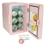 Personal Chiller Mini Fridge with LED Lighted Mirror Door, Coral ...