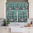 3 Piece Kitchen Curtains and Valances Set Pink Anchor Cafe Curtains 36 ...