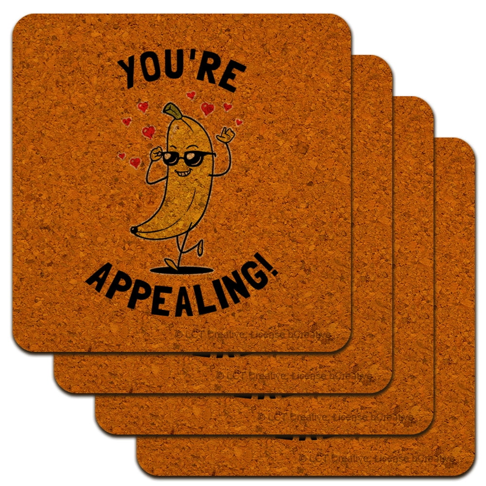 You're Appealing Banana Funny Humor Low Profile Novelty Cork Coaster ...